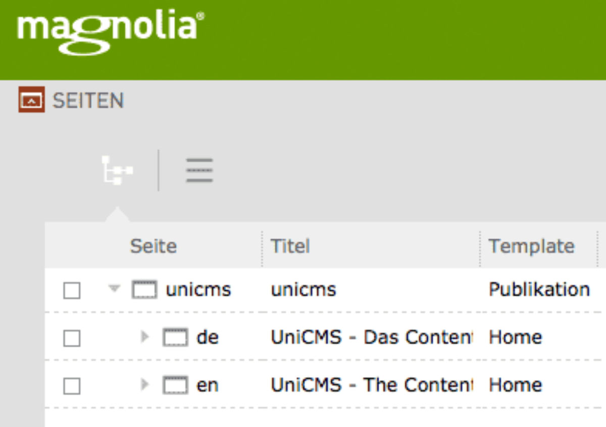 Übung: Seiten erstellen | Magnolia CMS User Guide | UZH